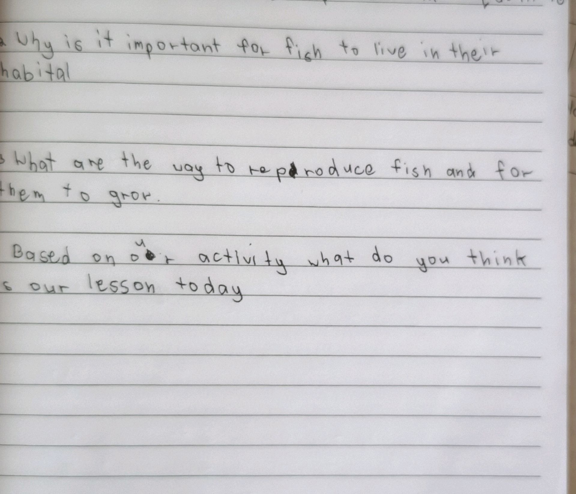 Why is it important for figh to live in | StudyX