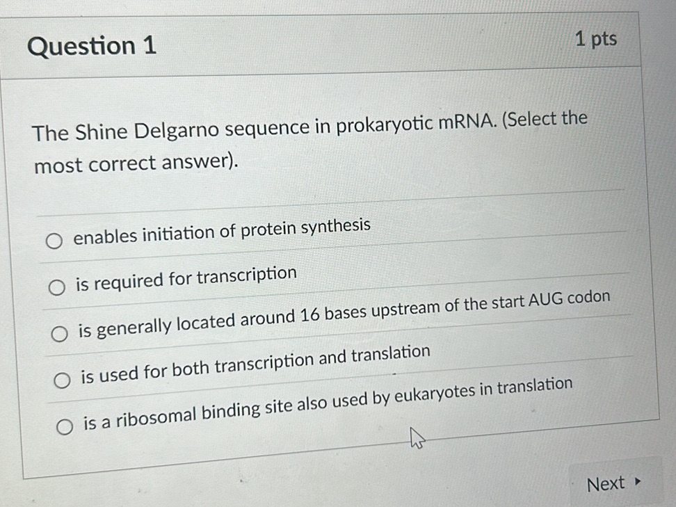 The Shine Delgarno sequence in prokaryotic | StudyX