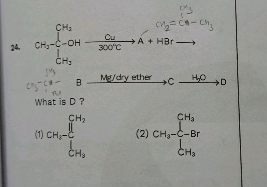 24. $ {CH}_3- {C}( {CH}_3)_2- {OH} { {Cu, | StudyX