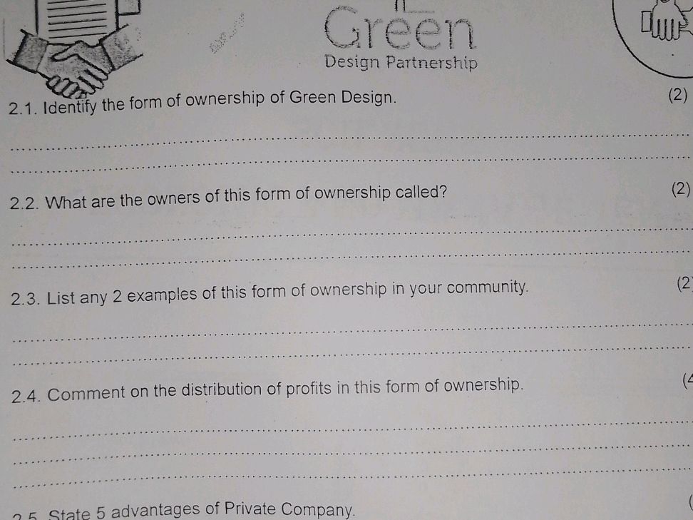 Green Design Partnership 2.1. Identify the | StudyX