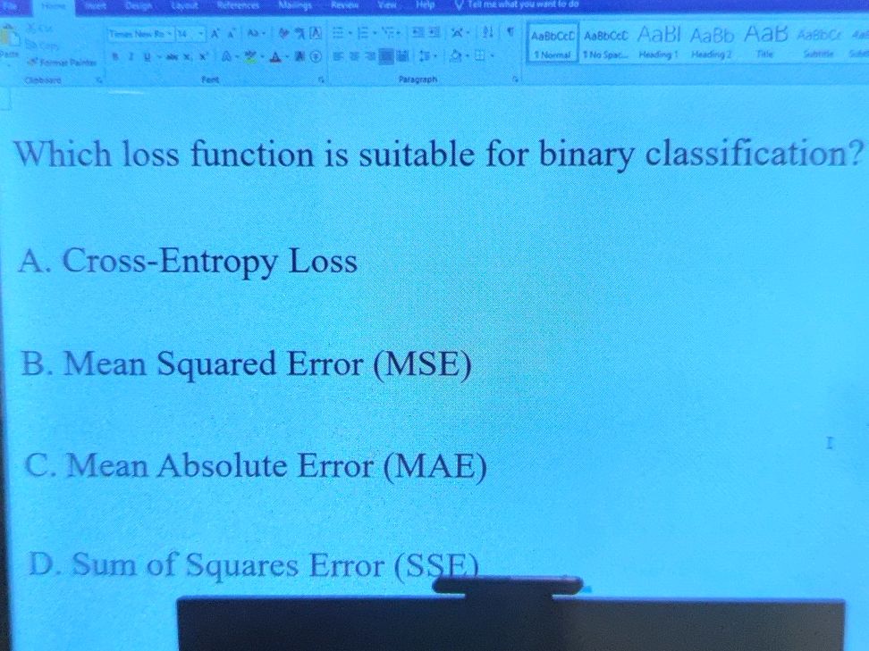 Which loss function is suitable for binary | StudyX