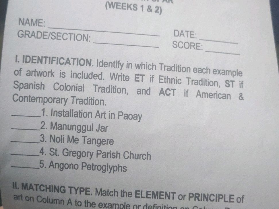 NAME: GRADE/SECTION: DATE: SCORE: I. | StudyX
