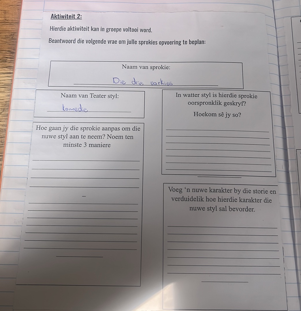 Aktiwiteit 2: Hierdie aktiwiteit kan in | StudyX