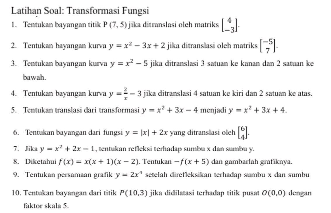 Latihan Soal: Transformasi Fungsi 1. | StudyX