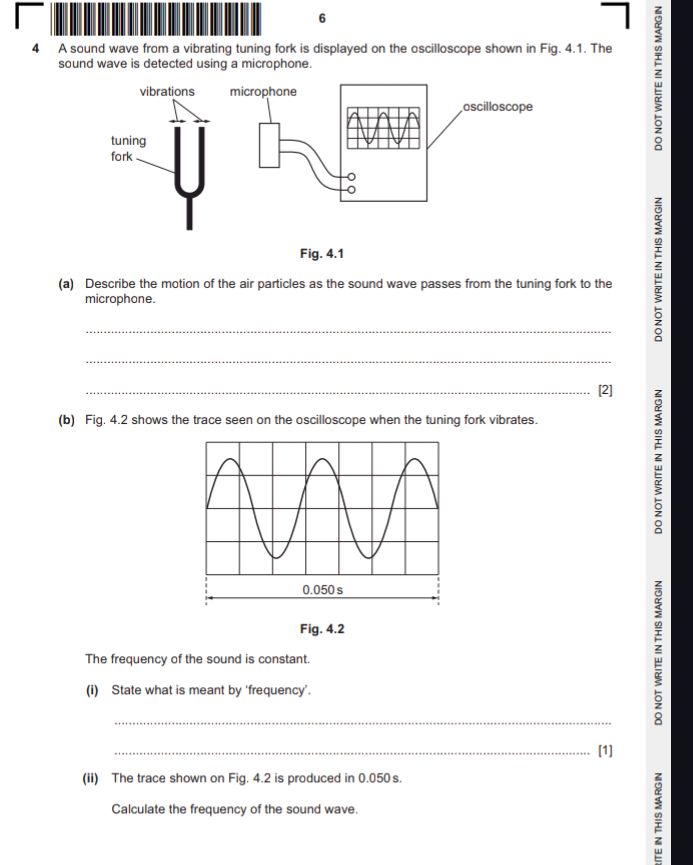 4 A sound wave from a vibrating tuning fork | StudyX