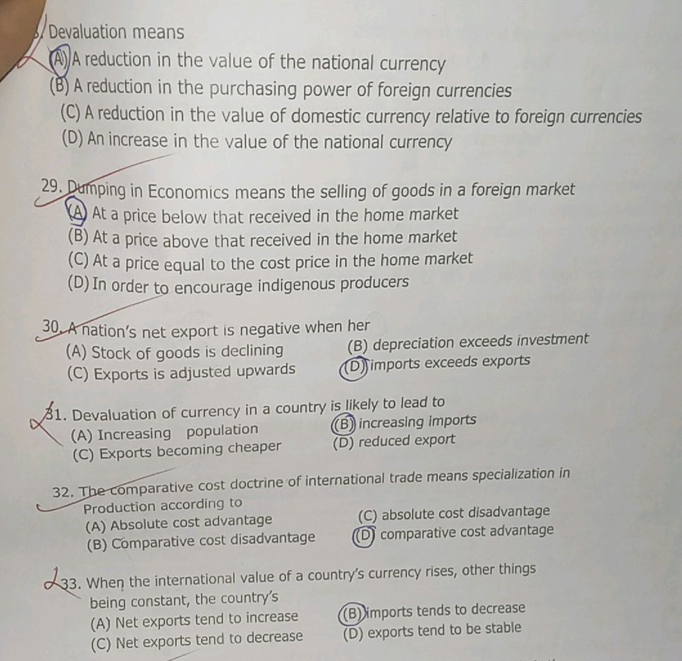 28. Devaluation means (A) A reduction in the | StudyX