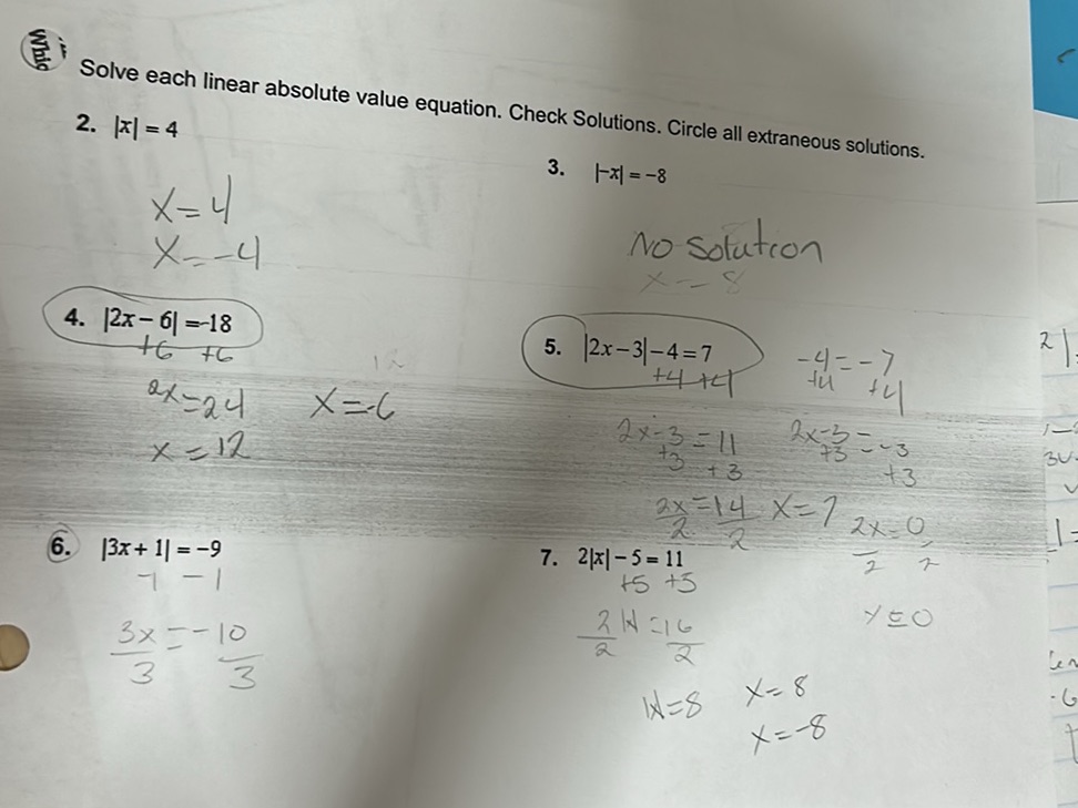 Solve each linear absolute value equation. | StudyX