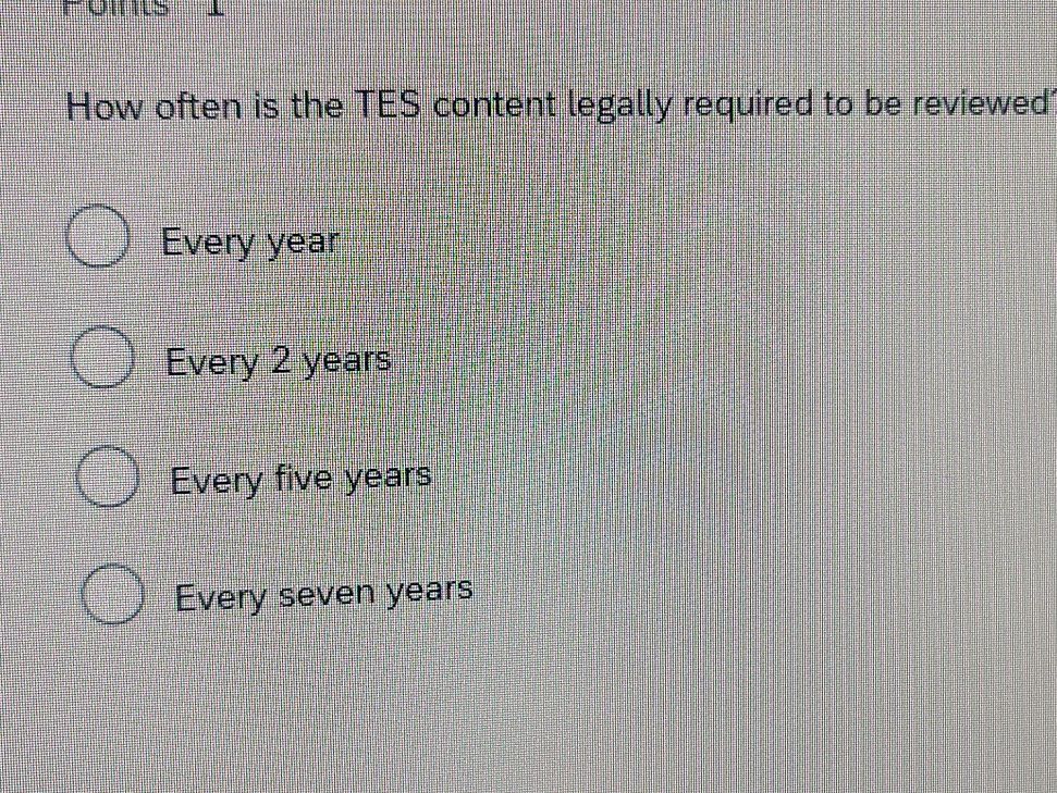 How often is the TES content legally