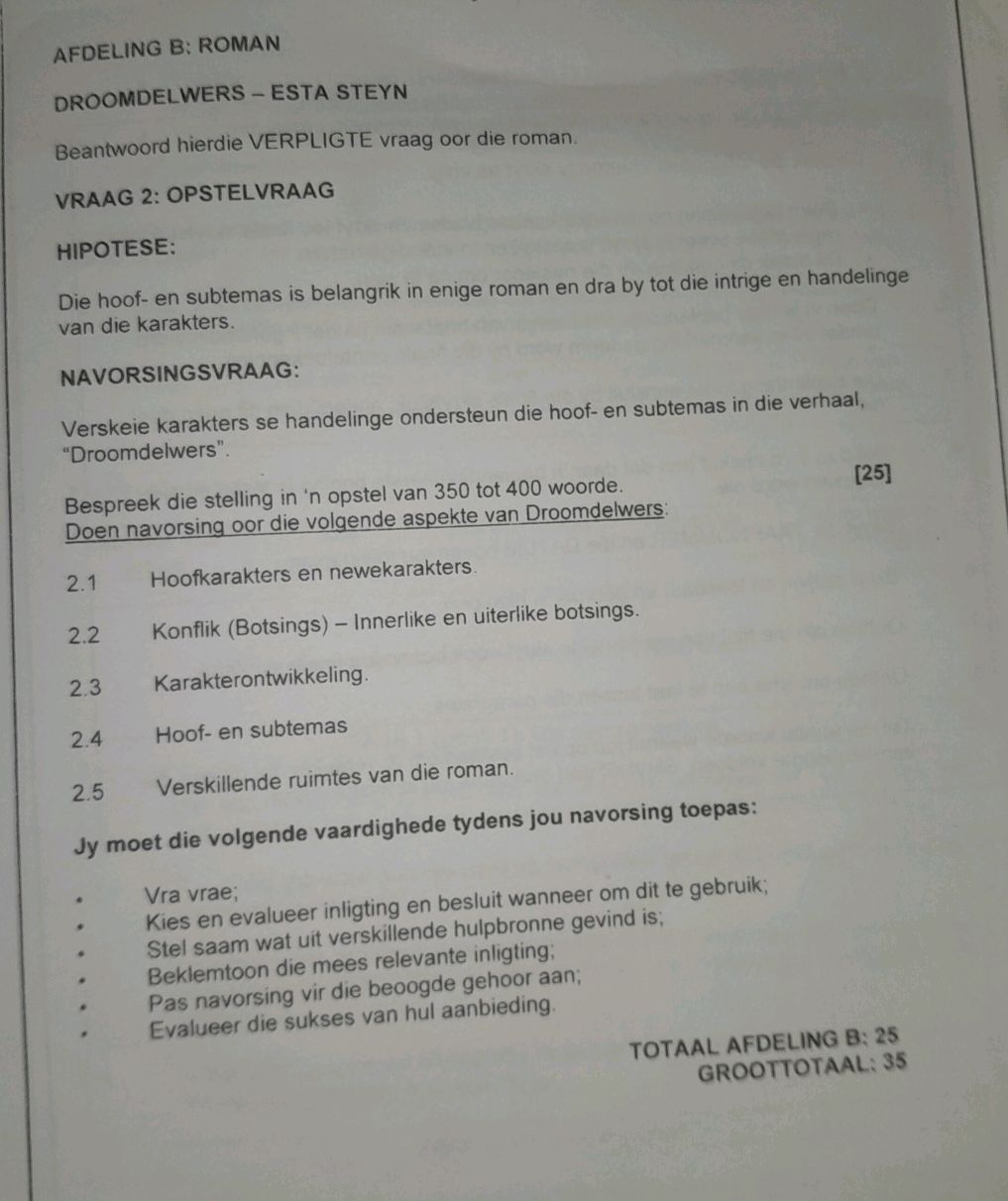 AFDELING B: ROMAN DROOMDELWERS - ESTA STEYN