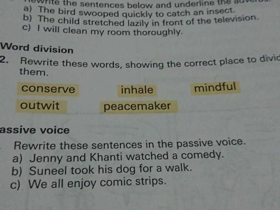 Word division 2. Rewrite these words, | StudyX