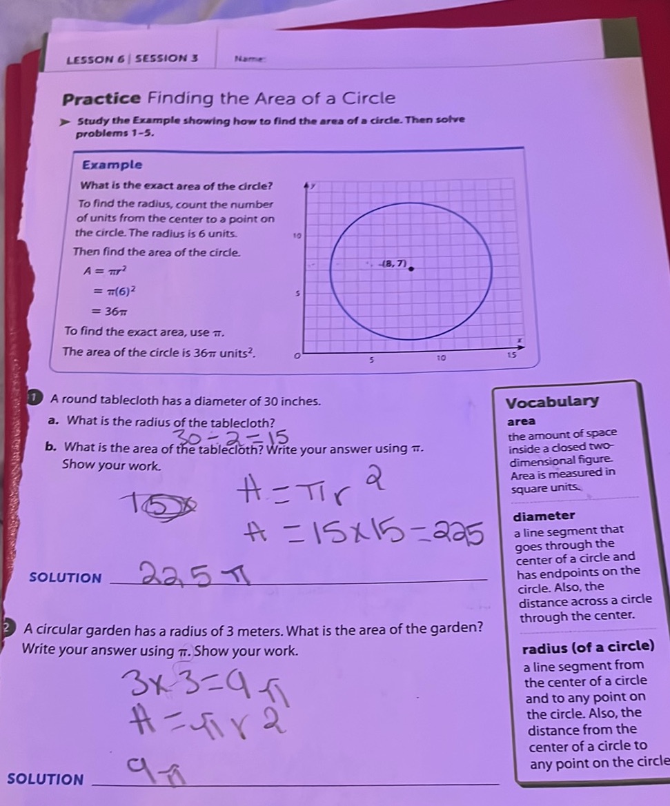 Practice Finding the Area of a Circle Study | StudyX