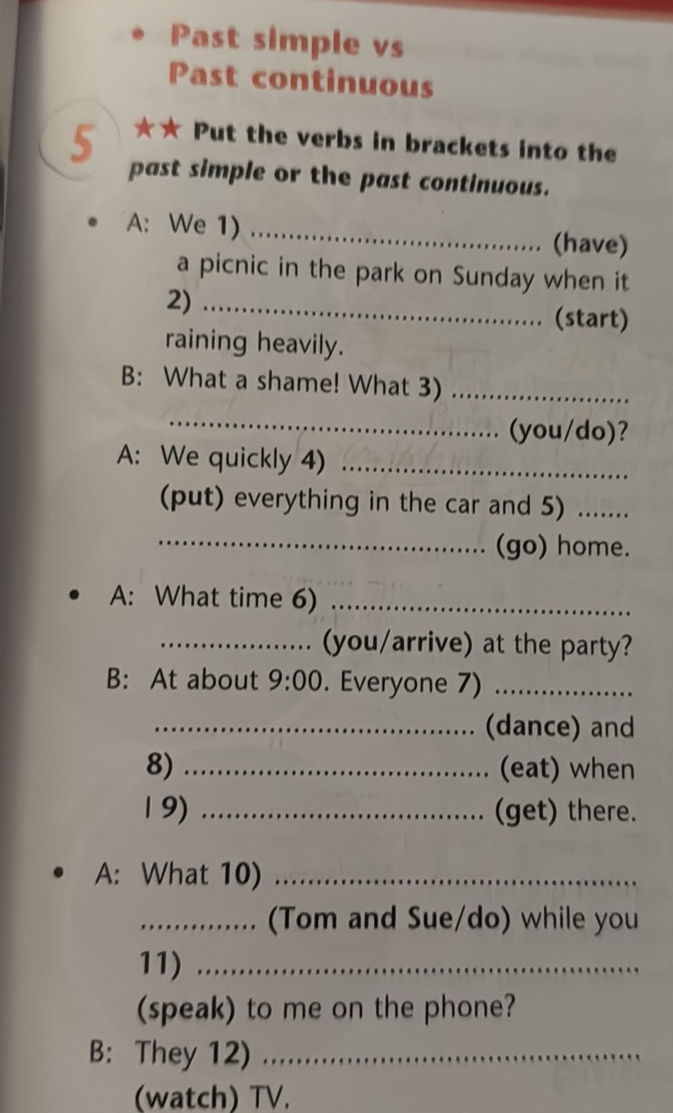 Past simple vs Past continuous ★★ Put the | StudyX