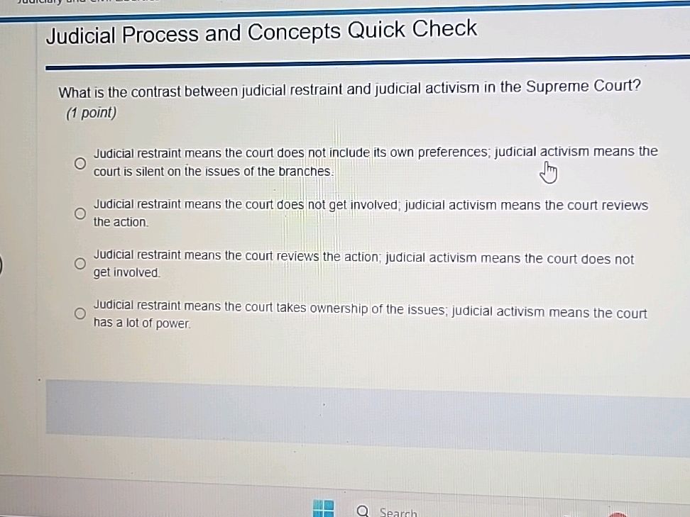 Judicial Process and Concepts Quick Check | StudyX