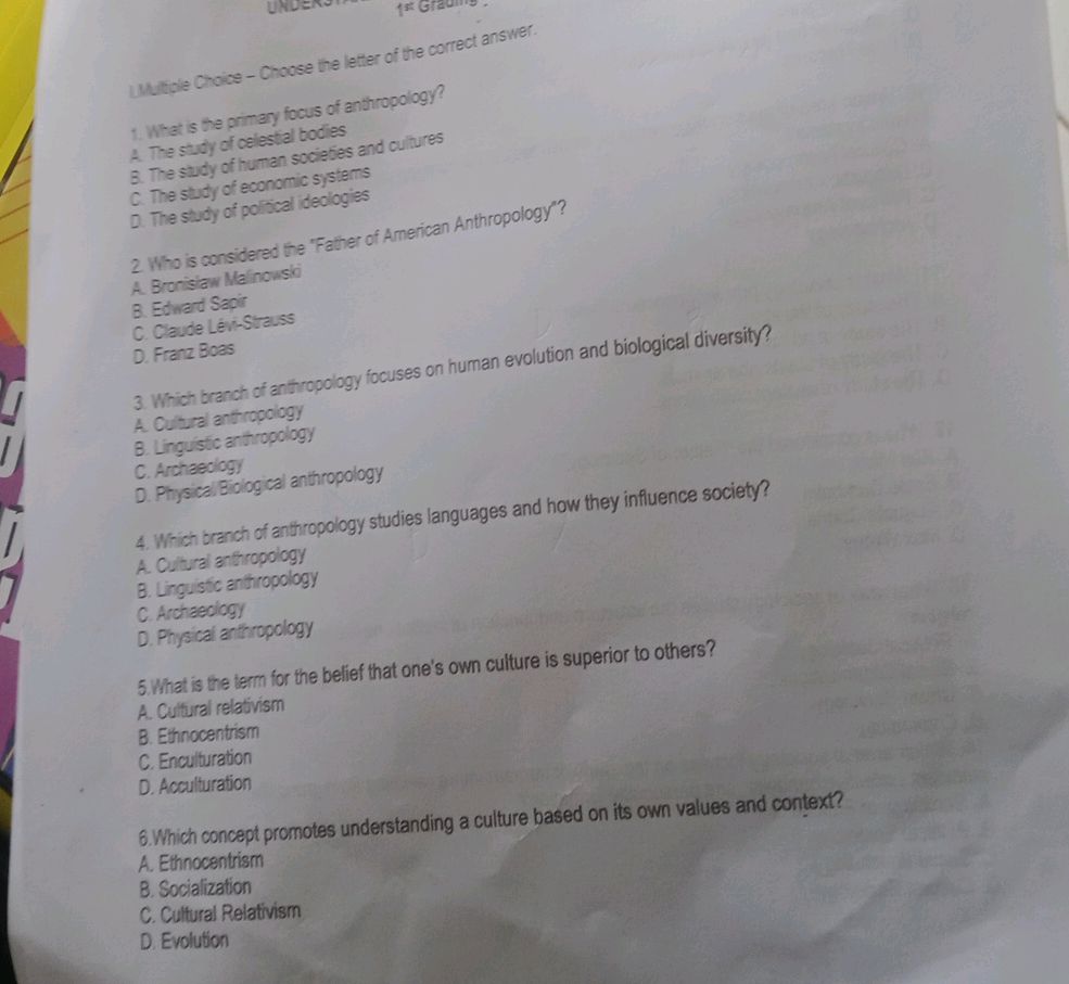 Multiple Choice - Choose the letter of the | StudyX