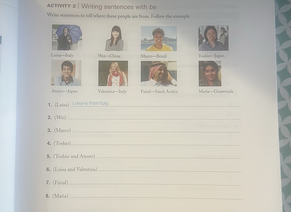 ACTIVITY 2 | Writing sentences with be Write | StudyX