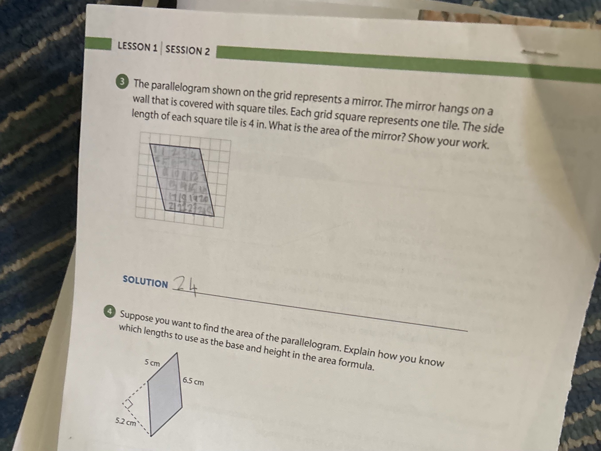 3 The parallelogram shown on the grid | StudyX