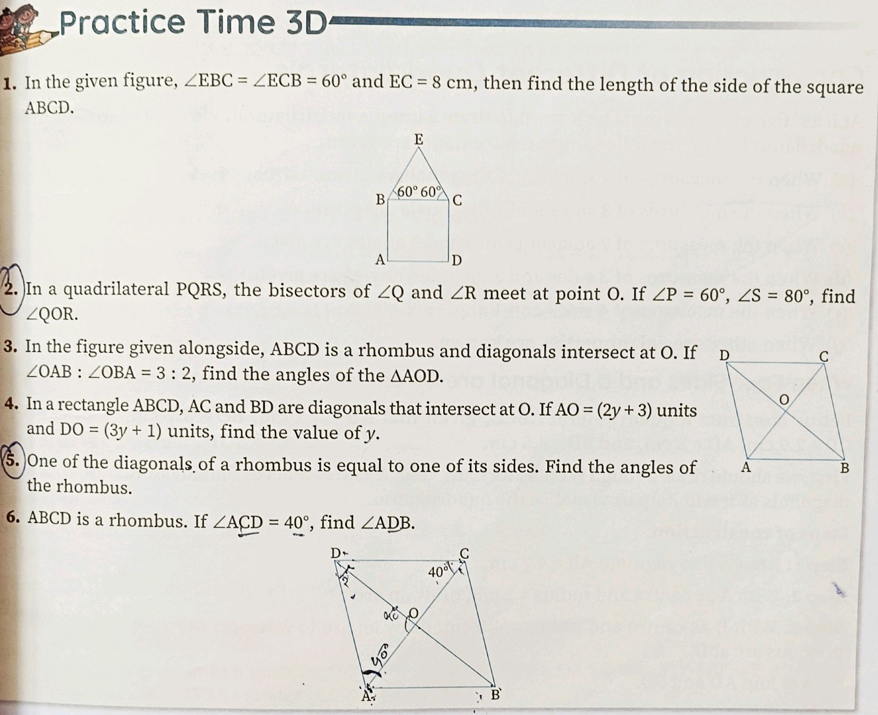 1. In the given figure, $ EBC = ECB = 60^ | StudyX