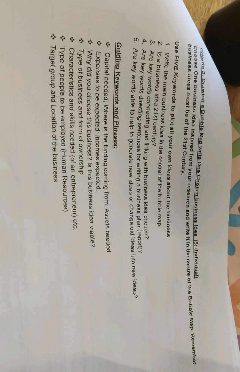 Criteria 2: Drawing a Bubble Map write One | StudyX