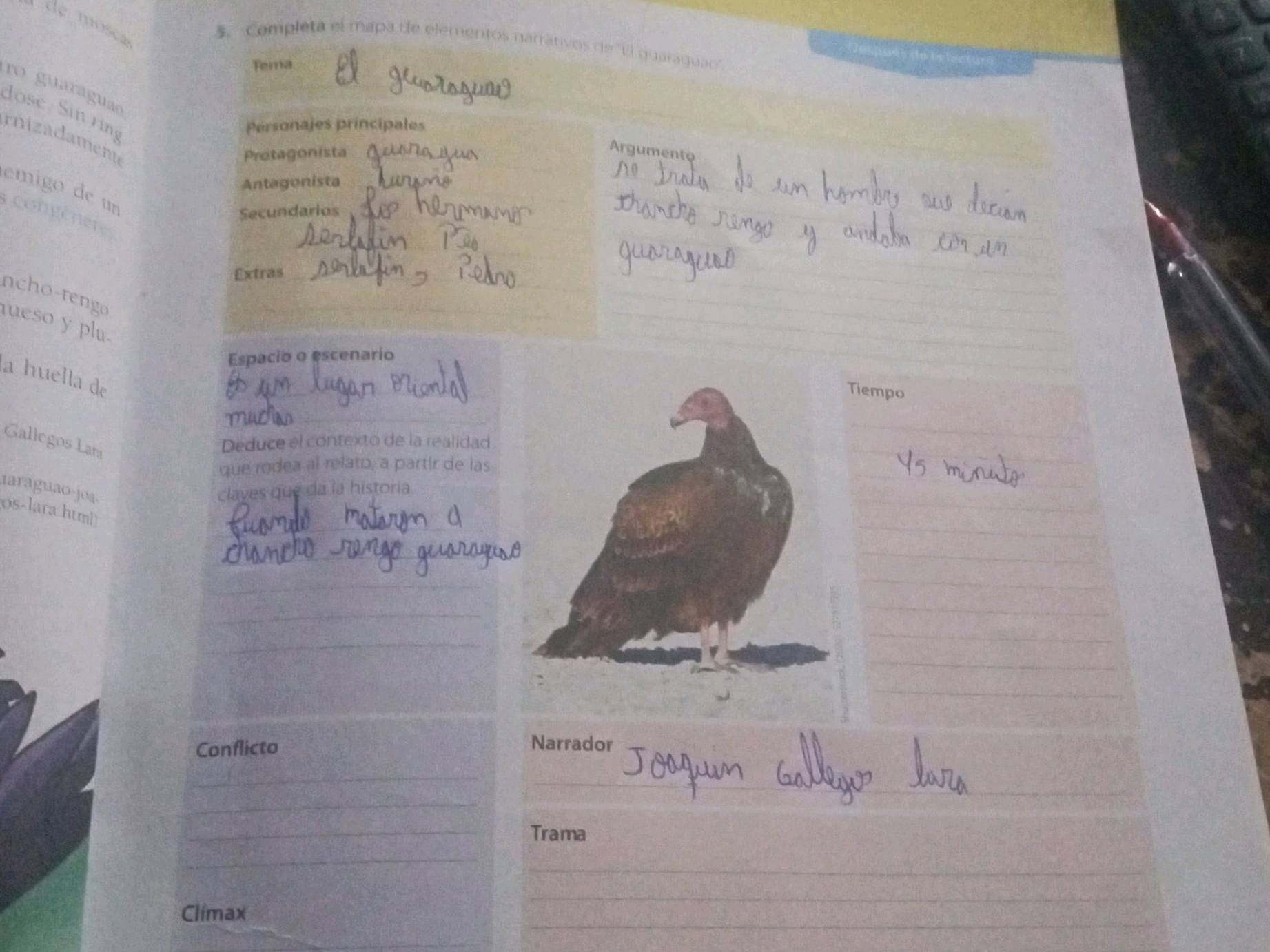 5. Completa el mapa de elementos narrativos | StudyX