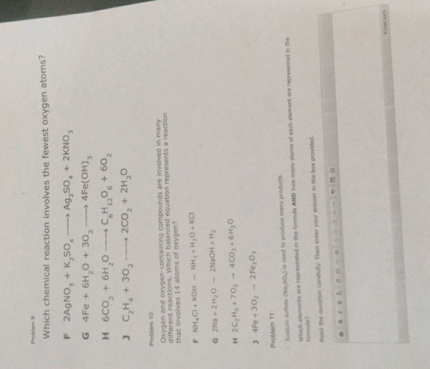 Problem 9: Which chemical reaction involves | StudyX