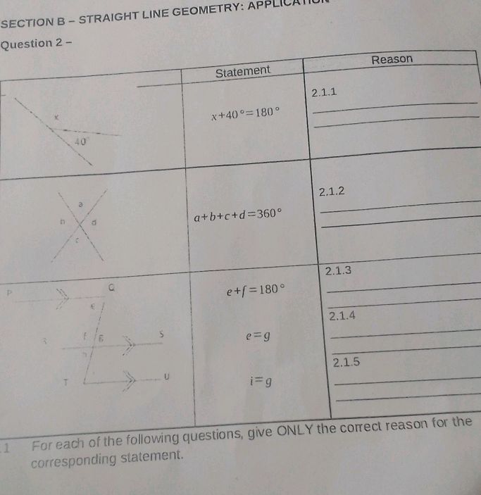 SECTION B-STRAIGHT LINE GEOMETRY: APPL | StudyX