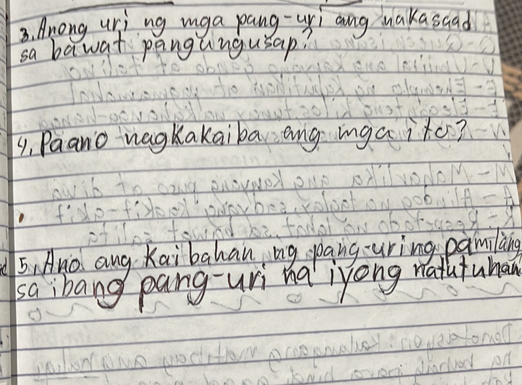 3. Anong uri ng mga pang-uri ang sa bawat | StudyX
