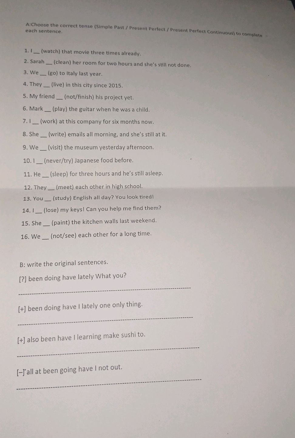 A:Choose the correct tense (Simple Past / | StudyX
