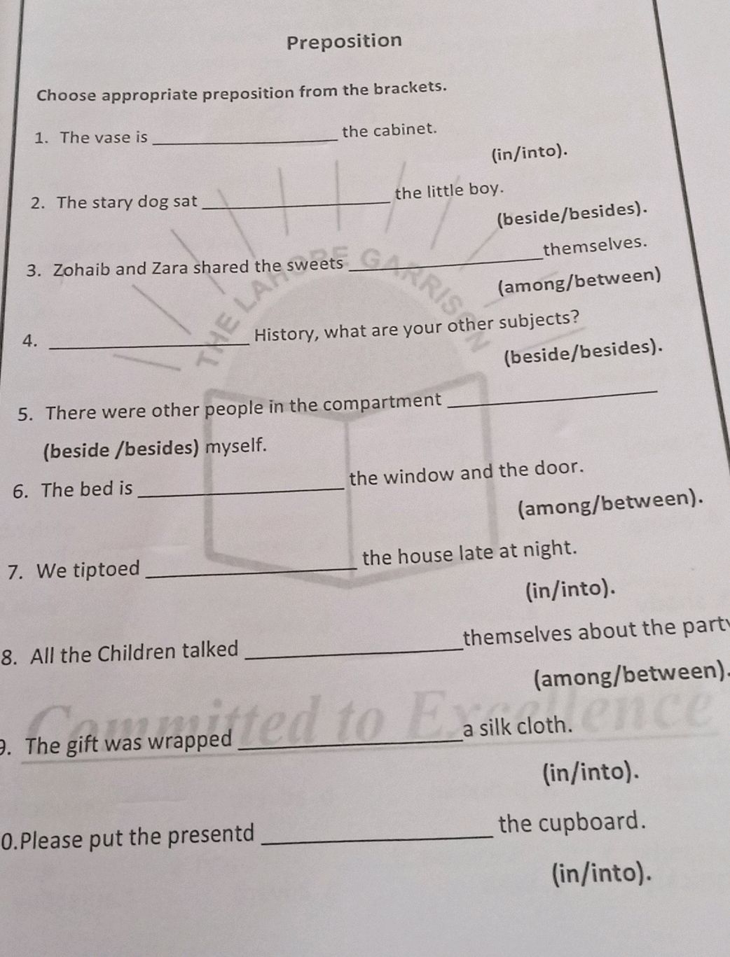Preposition Choose appropriate preposition | StudyX