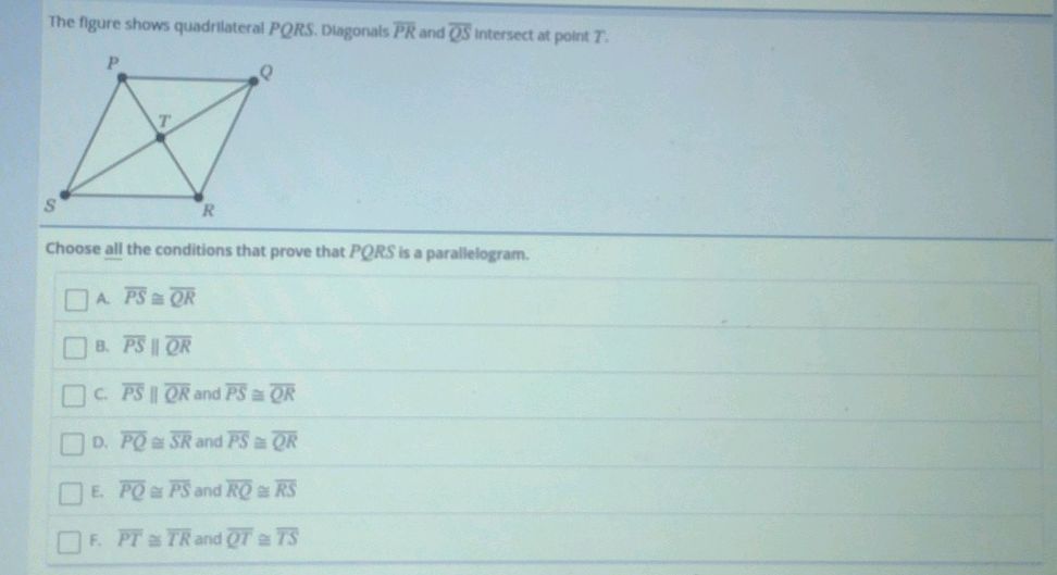 The figure shows quadrilateral *PQRS*. | StudyX