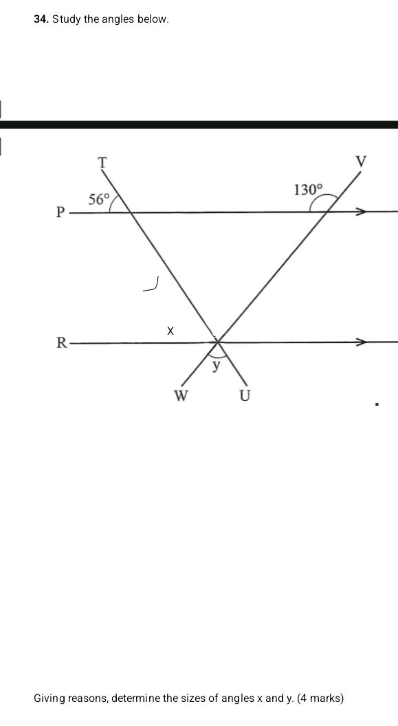 34. Study the angles below. ```mermaid | StudyX