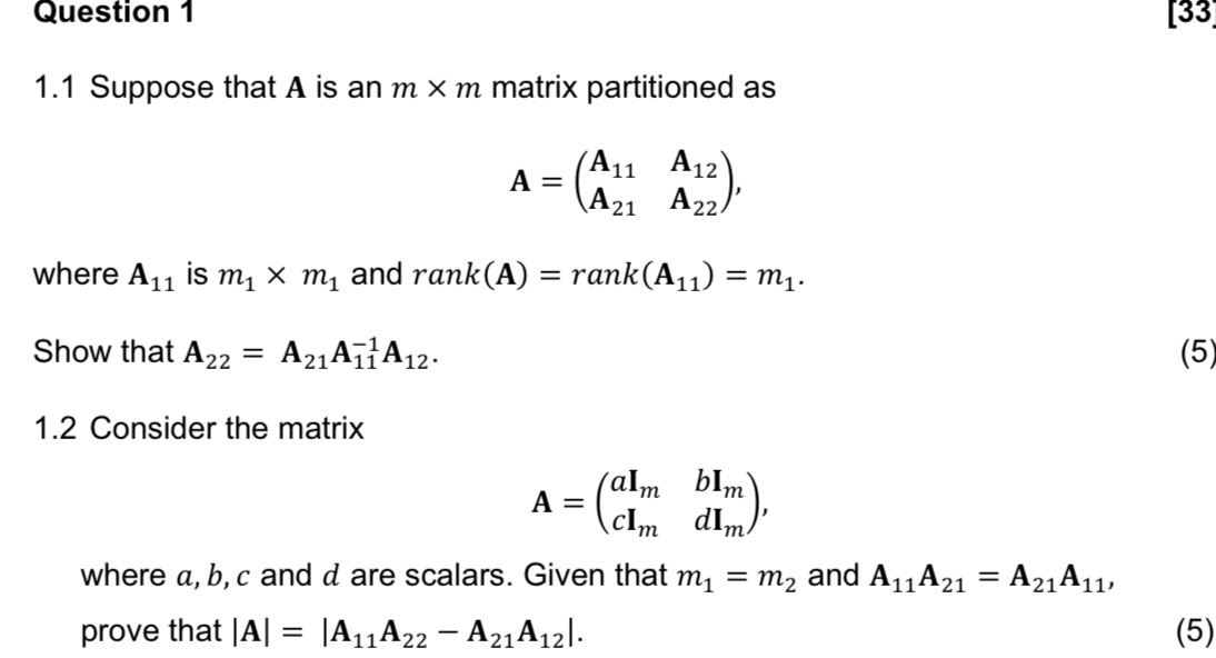 1.1 Suppose that A is an m × m matrix | StudyX