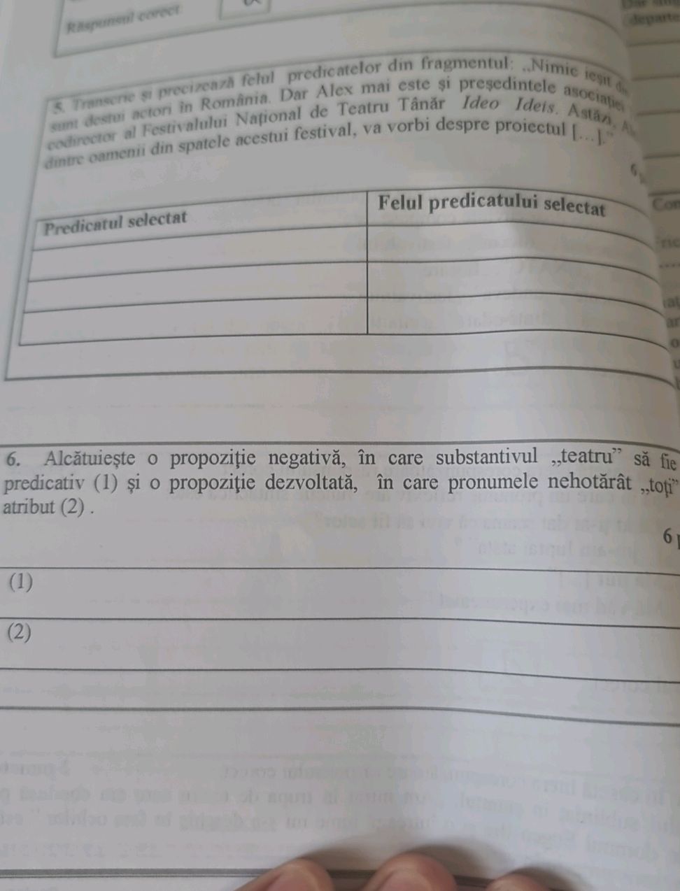 5. Transcrie şi precizează felul | StudyX