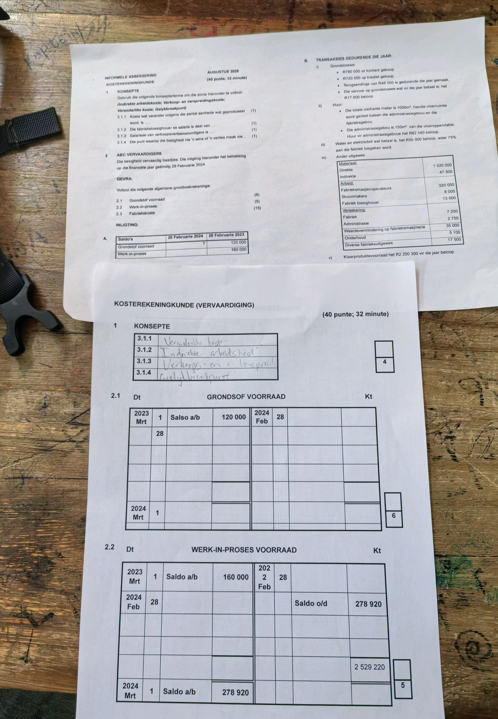 INFORMELE ASSESSERING KOSTEREKENINGKUNDE | StudyX