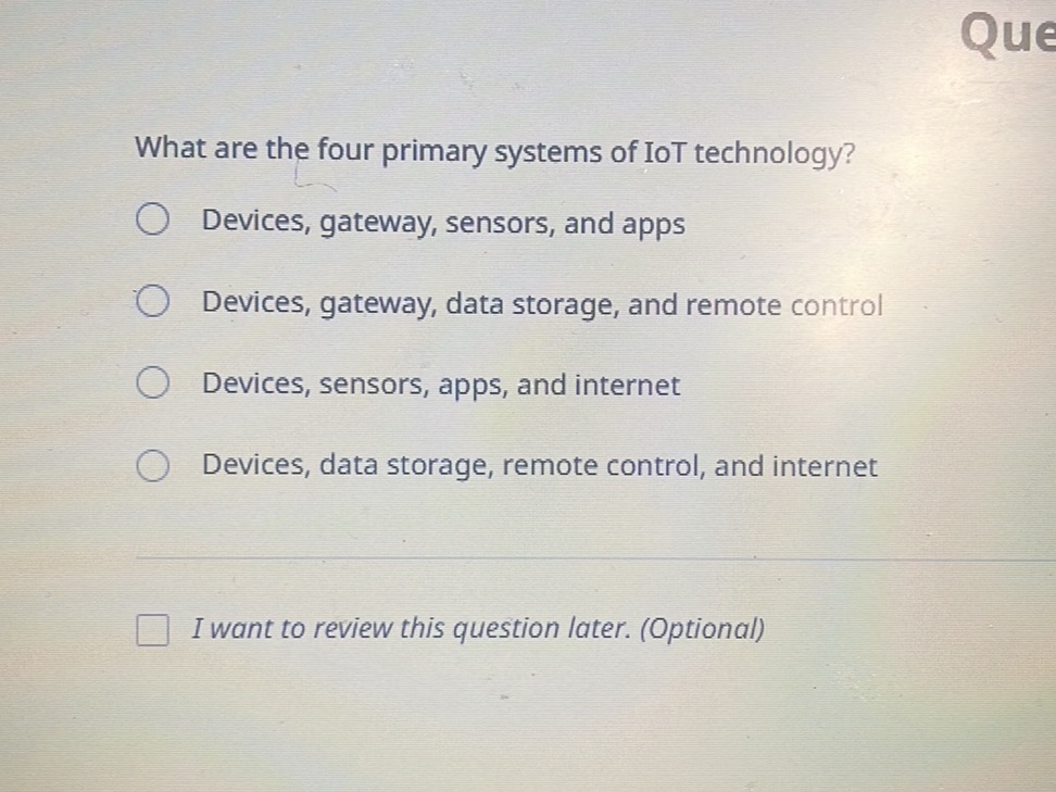 What are the four primary systems of IoT | StudyX