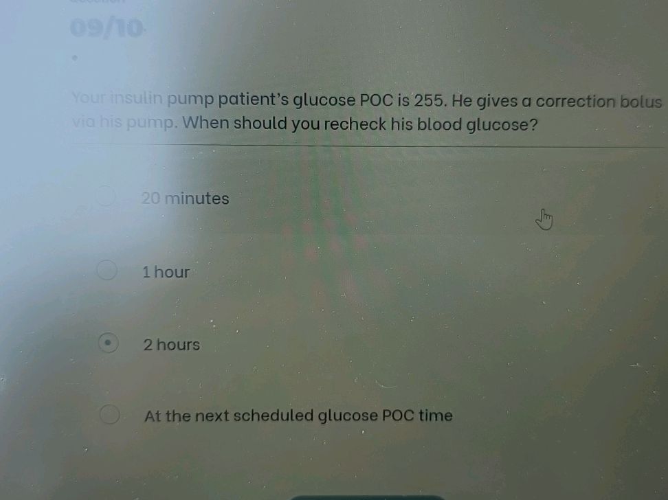 Your insulin pump patient's glucose POC is | StudyX