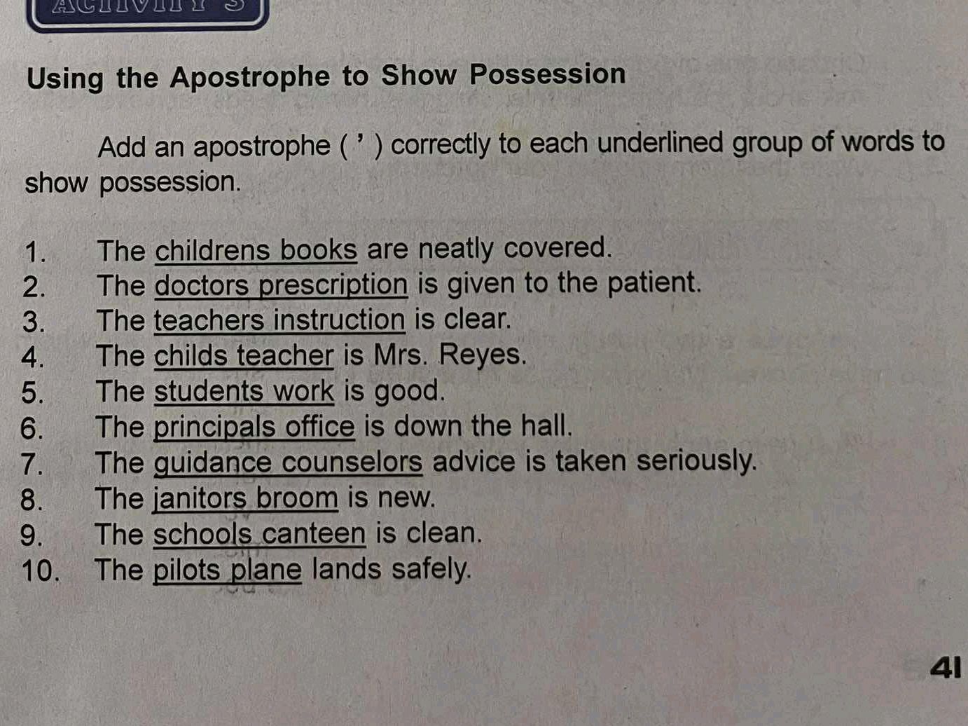 Using the Apostrophe to Show Possession Add | StudyX