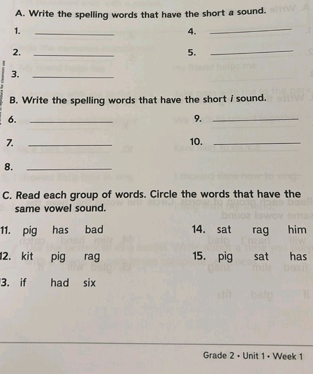 A. Write the spelling words that have the | StudyX