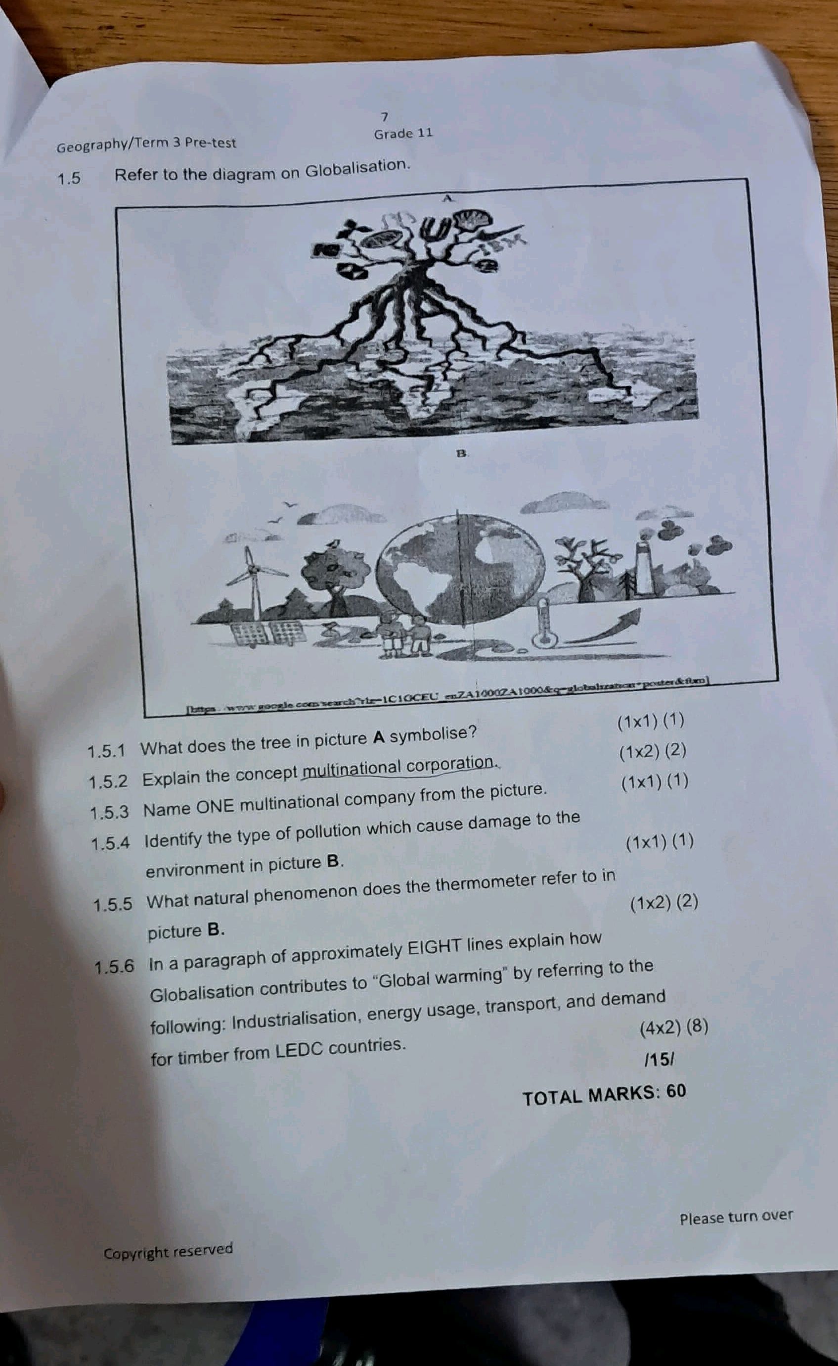 7 Grade 11 Geography/Term 3 Pre-test 1.5 | StudyX