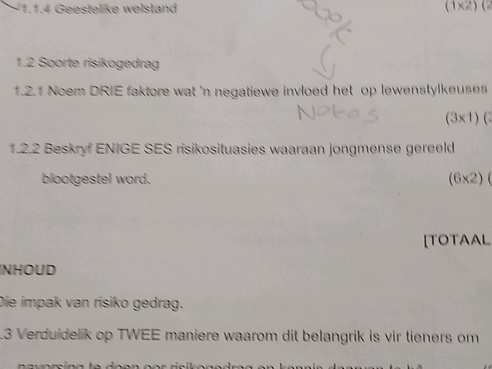 1.1.4 Geestelike welstand 1.2 Soorte | StudyX