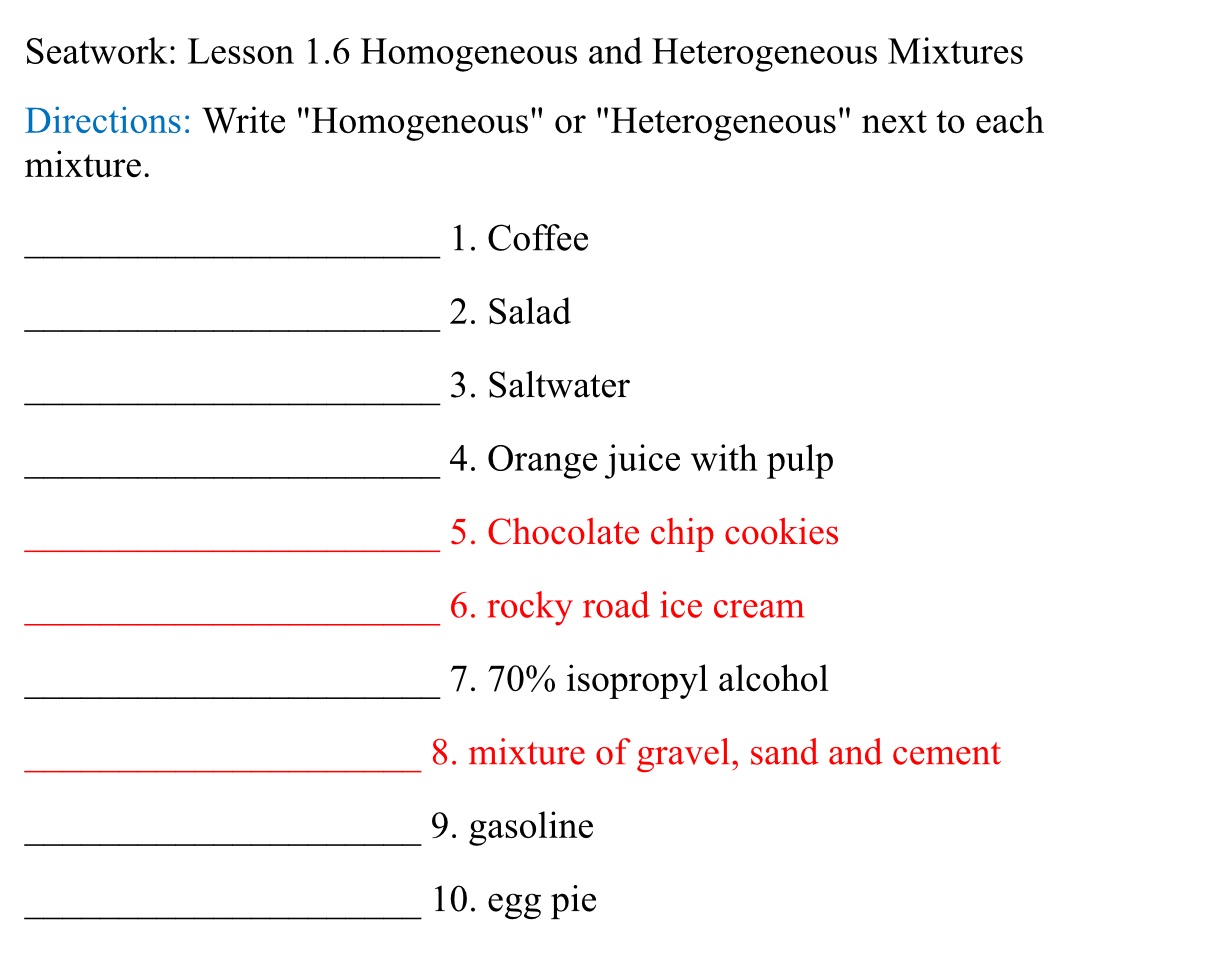 Seatwork: Lesson 1.6 Homogeneous and | StudyX