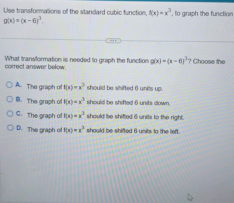 Use transformations of the standard cubic | StudyX