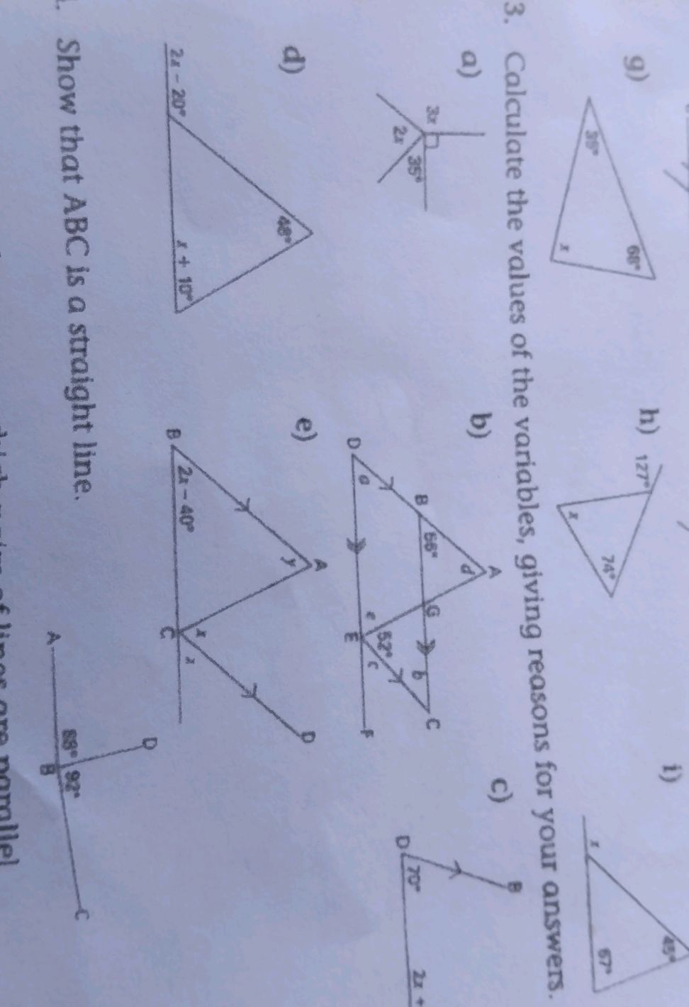 1. Show that ABC is a straight line. d) 2x | StudyX