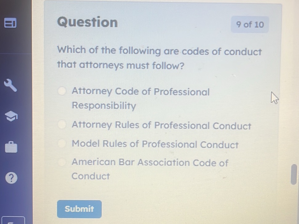Which of the following are codes of conduct | StudyX