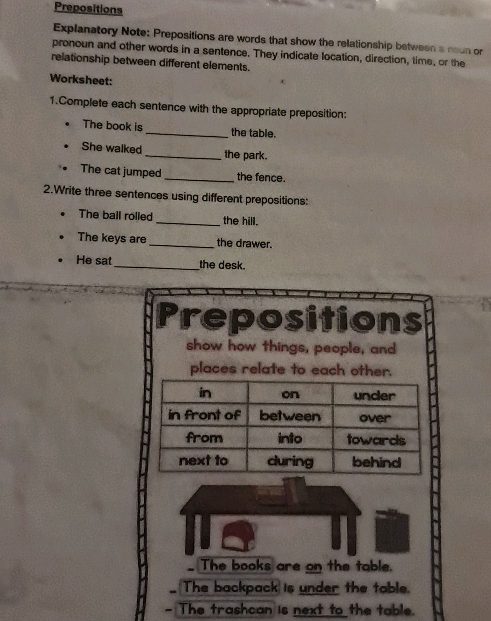 Prepositions Explanatory Note: Prepositions | StudyX