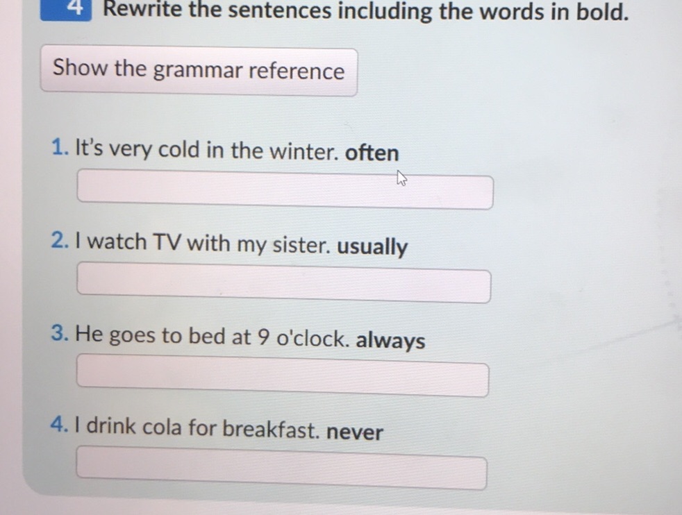Rewrite the sentences including the words in | StudyX