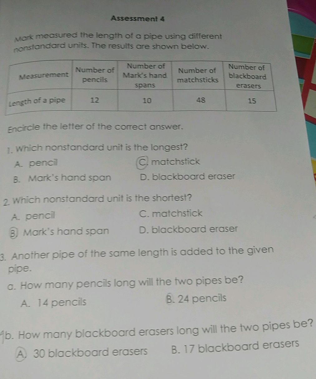 Assessment 4 Wark measured the length of a | StudyX