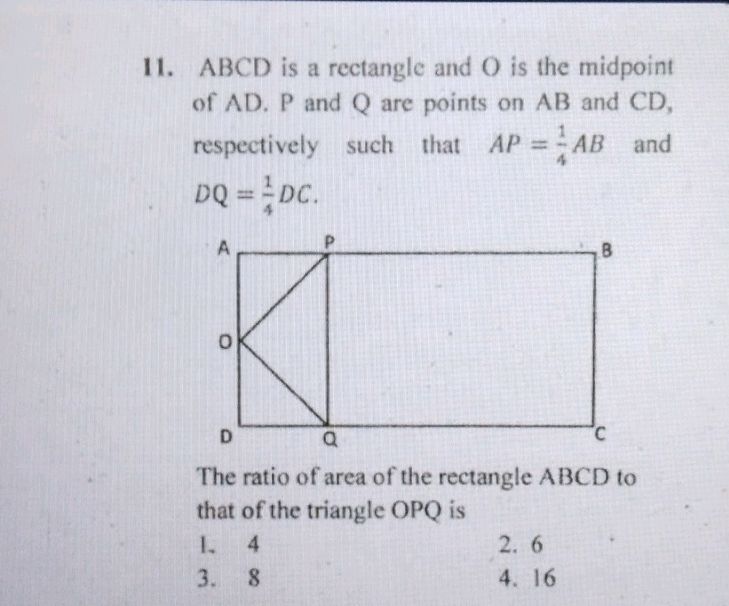 11. ABCD is a rectangle and O is the | StudyX