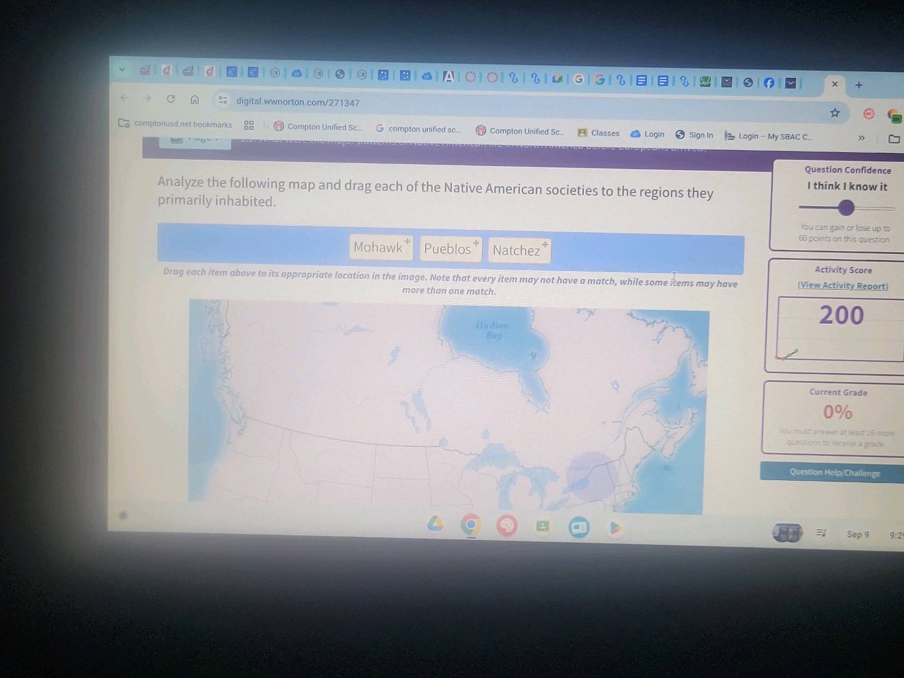 Analyze the following map and drag each of | StudyX