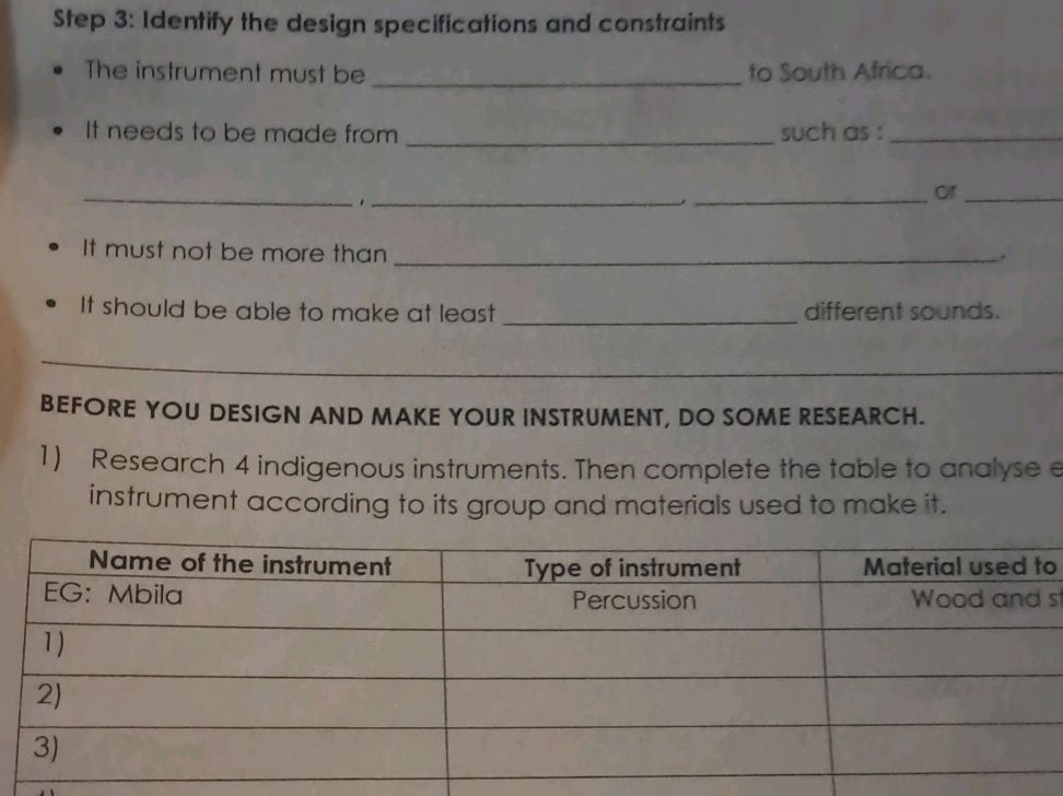 Step 3: Identify the design specifications | StudyX
