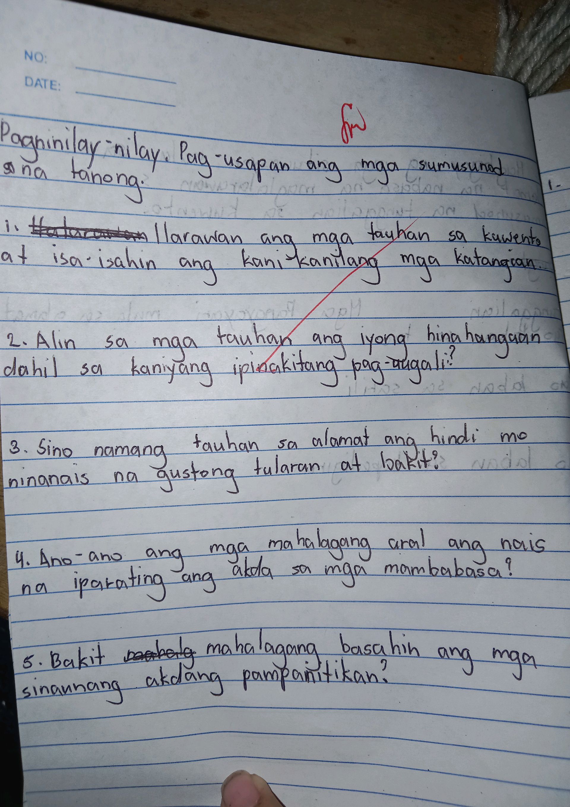 Pagninilay-nilay. Pag-usapan ang mga | StudyX